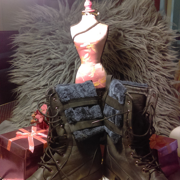 Rasoli | Shoes | Rasoli Navy Blue Combat Boots With Muff Size | Poshmark